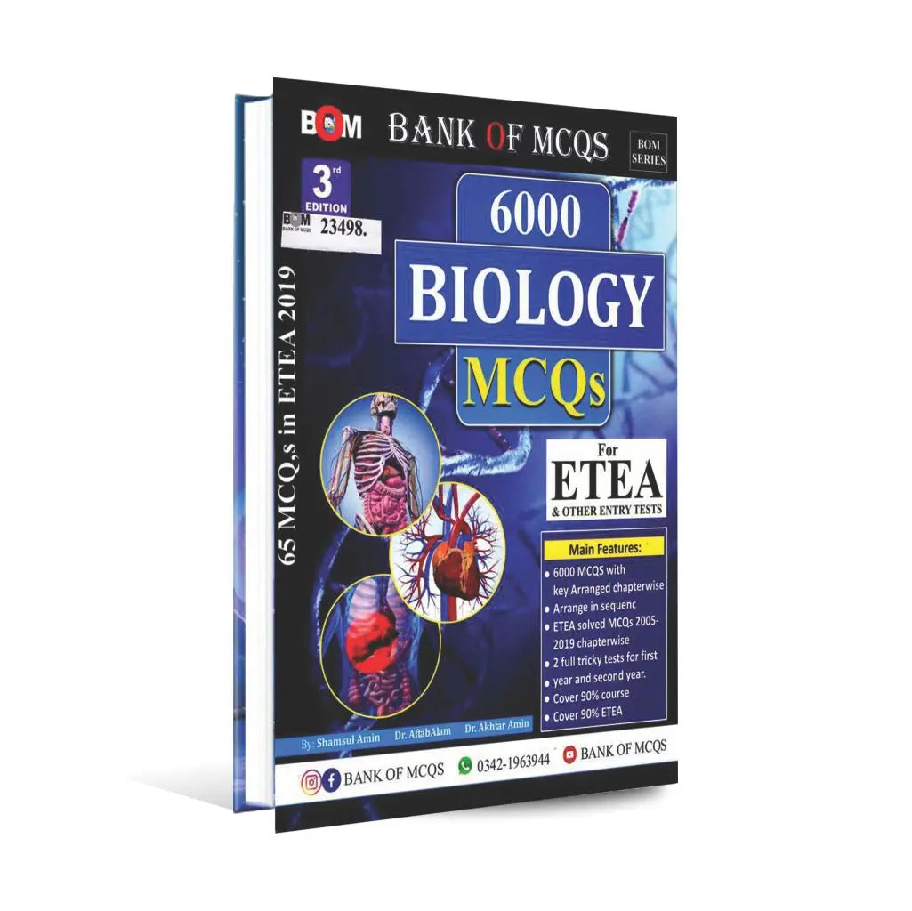 Bom Series Biology ETEA 6000 MCQs Book 3rd Editions - MKG Multan ...